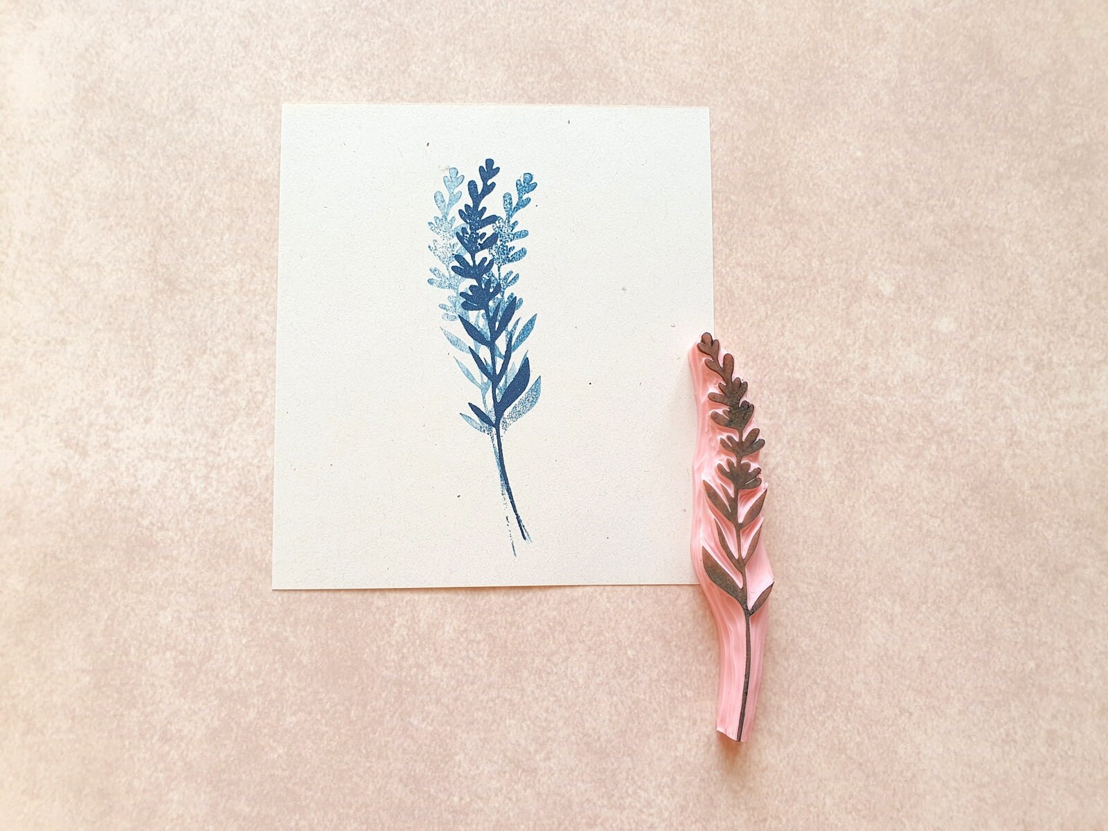 Lavender rubber stamp for rustic stationery fabric pattern | Etsy