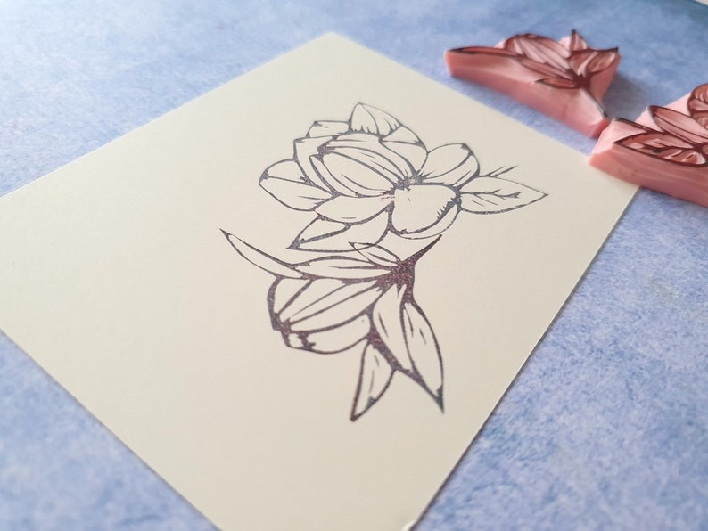 Magnolia Rubber Stamp Set, Wedding Flower Stamp, Gift for Crafters ...