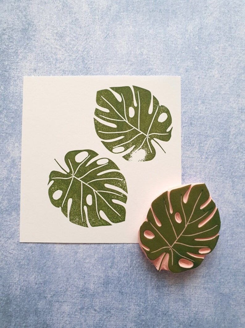 Monstera deliciosa rubber stamp for plant lovers botanical | Etsy