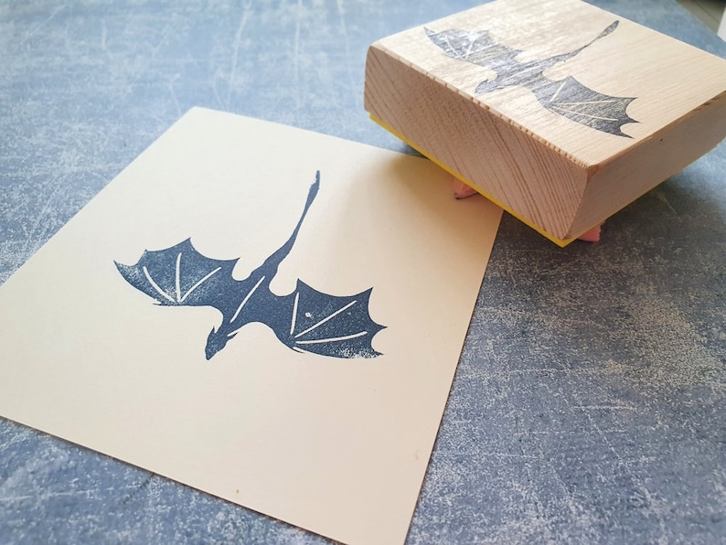 Dragon Rubber Stamp for Junk Journal Flying Dragon for - Etsy