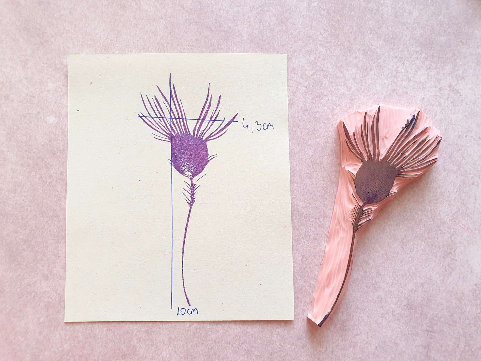 Thistle Rubber Stamp for Altered Art Journal, Wild Flower Stamp for ...