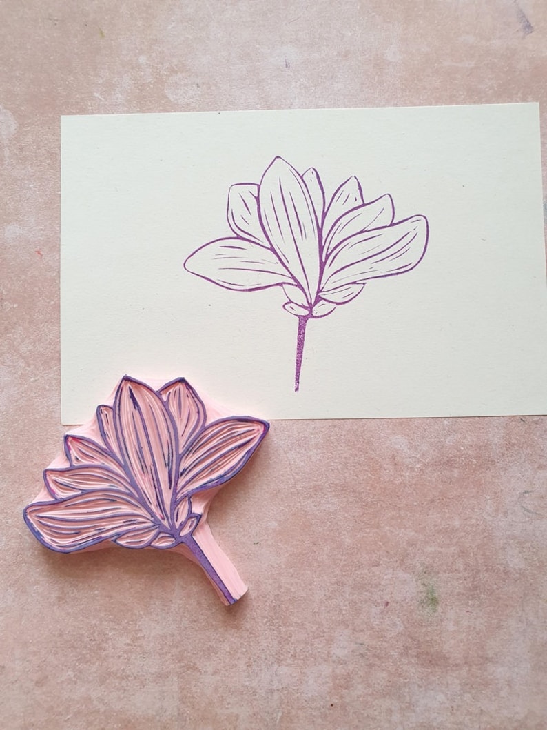 Magnolia rubber stamp for scrapbooking blossom flower stamp | Etsy