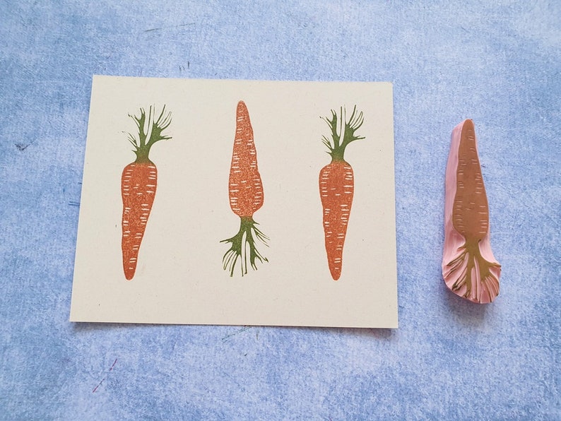 Carrot Rubber Stamp for Printing on Fabric Bags Garden | Etsy