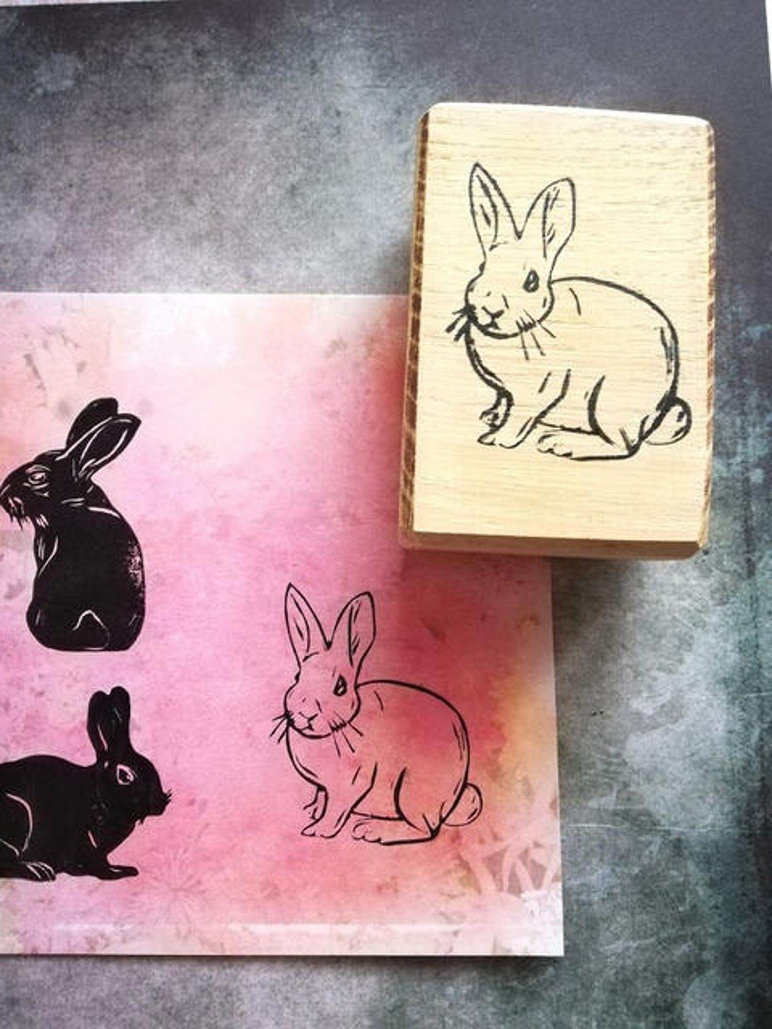 Hare Rubber Stamp for Easter Cards Wild Animal Stencil | Etsy