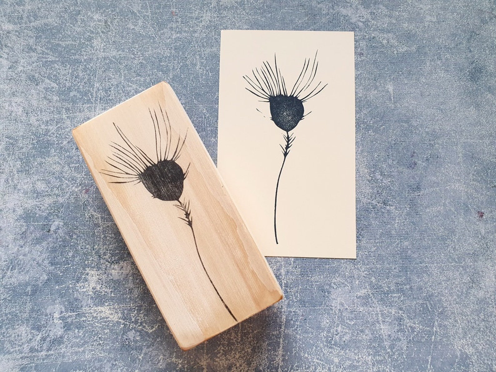 Thistle Rubber Stamp for Altered Art Journal, Wild Flower Stamp for ...