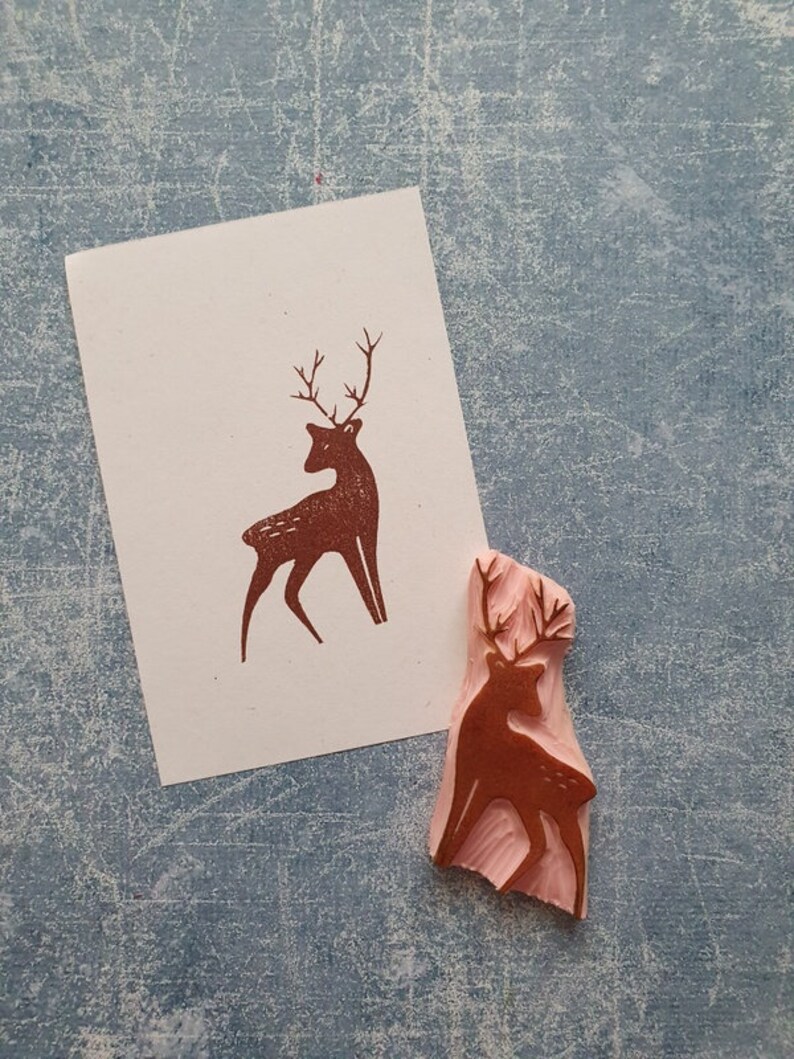 Deer Rubber Stamp for Winter Scrapbook Wild Animal Stamp for - Etsy