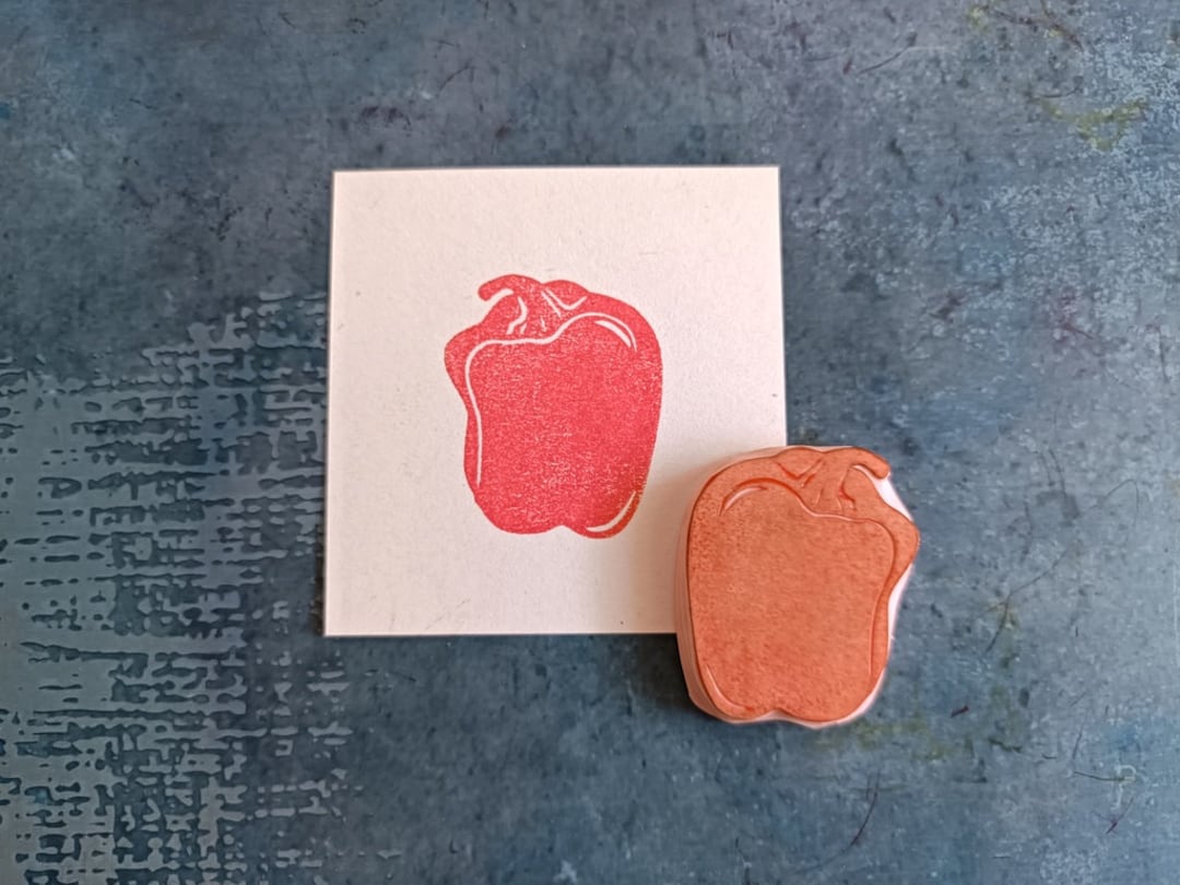 Pepper Rubber Stamp for Journal, Bell Pepper Stamp for Paper Craft ...