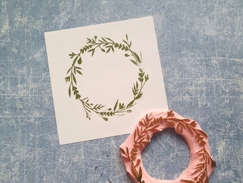 Wreath Rubber Stamp for Rustic Wedding Cardmaking Botanical - Etsy