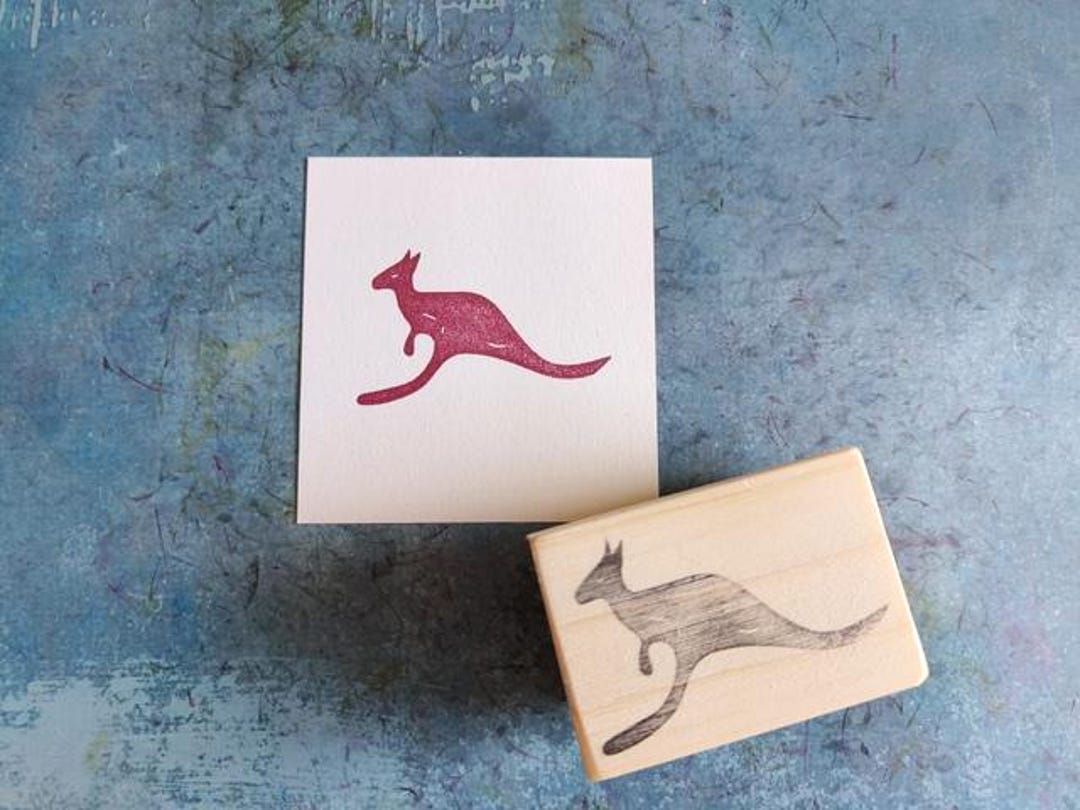 Kangaroo Rubber Stamp for Snail Mail Lovers, Jumping Kangaroo Stamp for ...