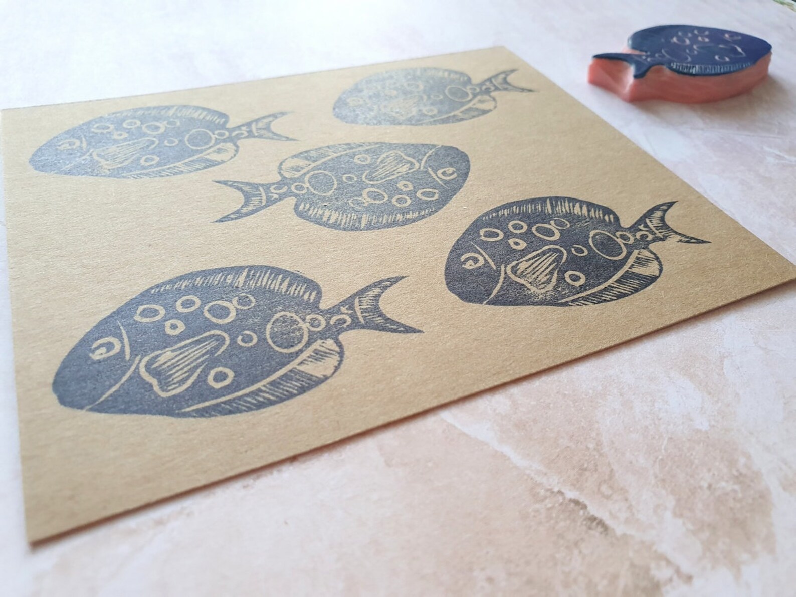 Fish Rubber Stamp for Daily Planner Animal Stamp for Kids | Etsy