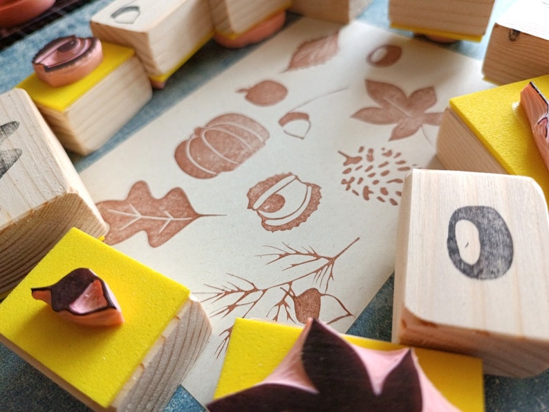 Autumn Rubber Stamp Set of 11 For, Fall Bullet Journal Decor, Waldorf ...