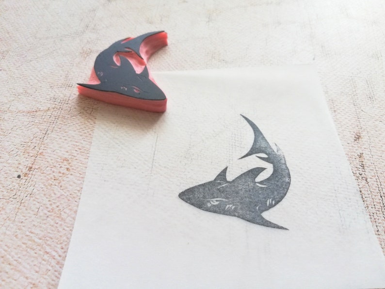 Scary shark rubber stamp for daily planner sea animal for | Etsy