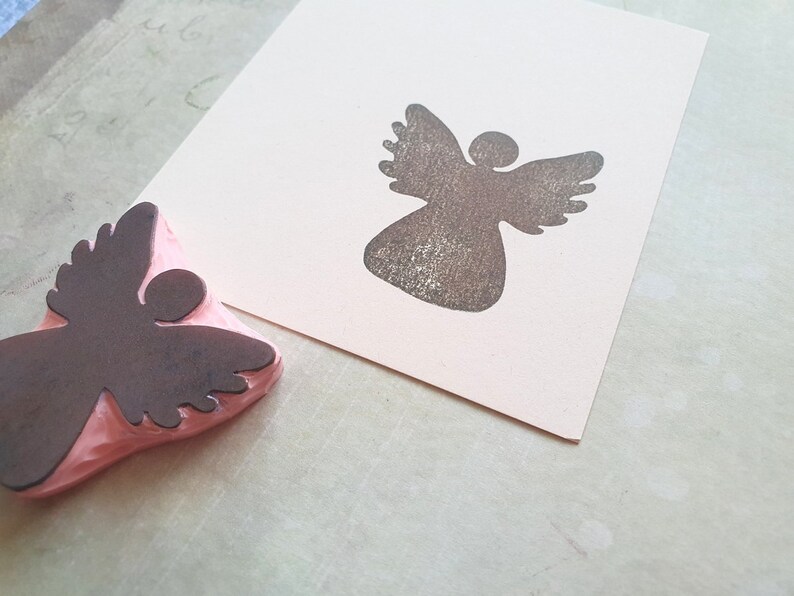 Vintage angel rubber stamp for Christmas card handmade | Etsy