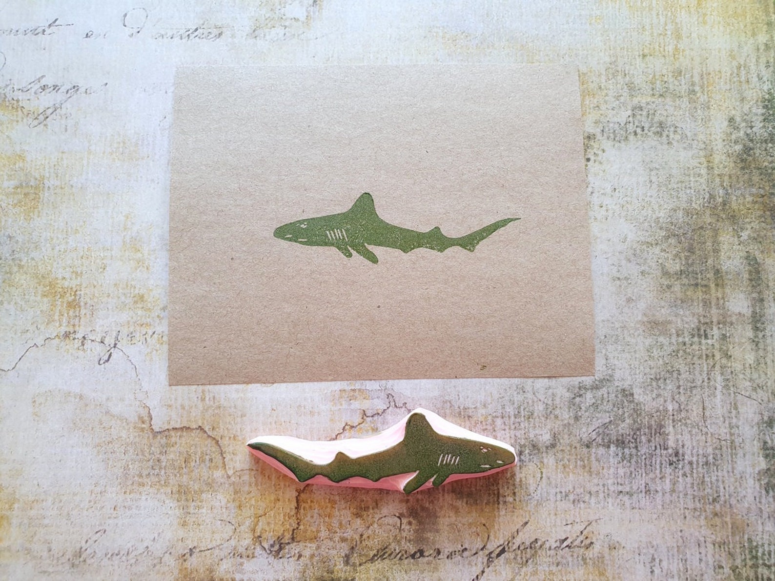 Shark Rubber Stamp for Birthday Wishes Ocean Animal Wooden | Etsy