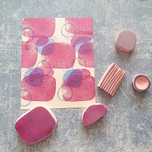 Pattern Stamp Set of 5 for Art Journaling, Shape Rubber Stamp Set for ...