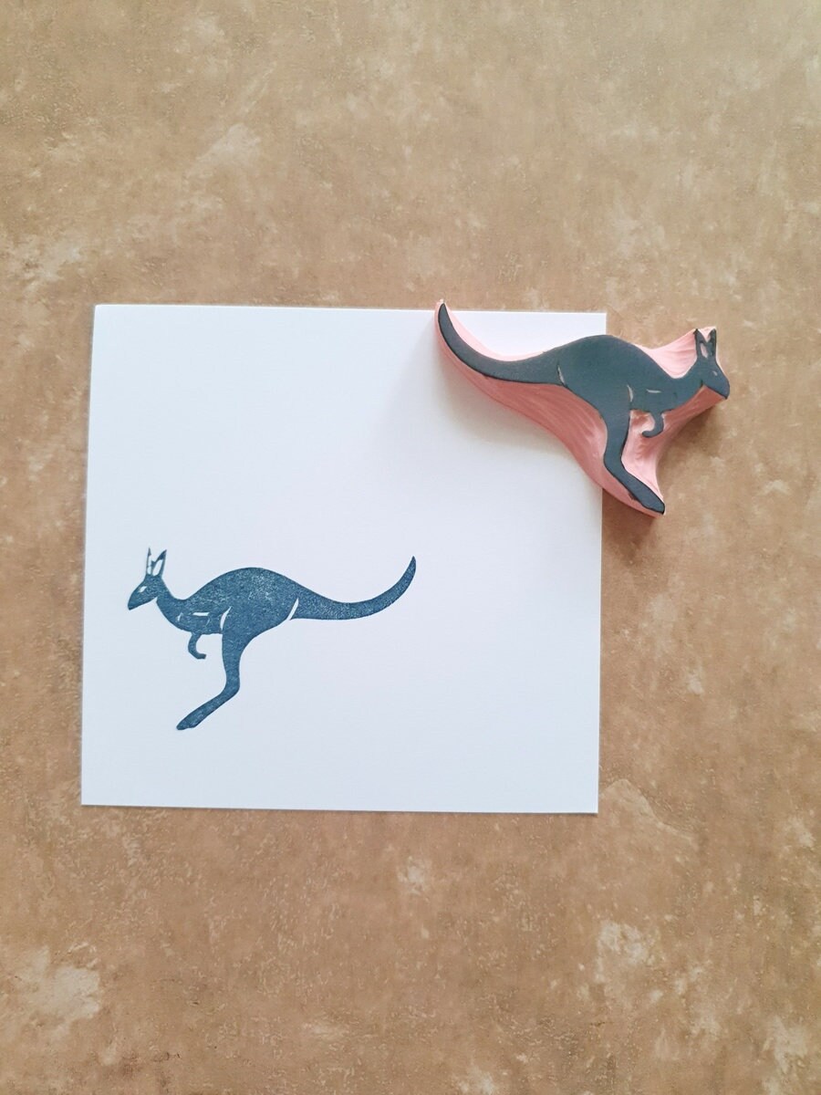 Kangaroo rubber stamp for snail mail lovers jumping kangaroo | Etsy