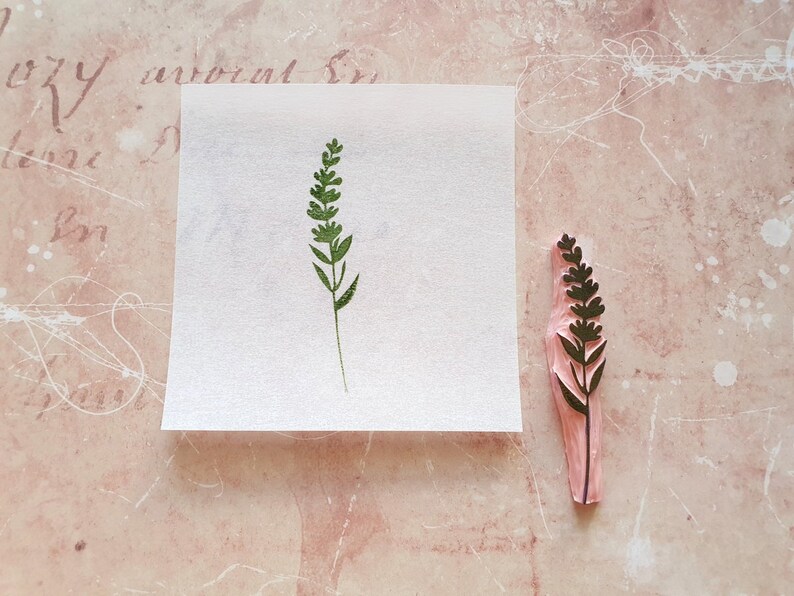 Lavender rubber stamp for rustic stationery fabric pattern | Etsy