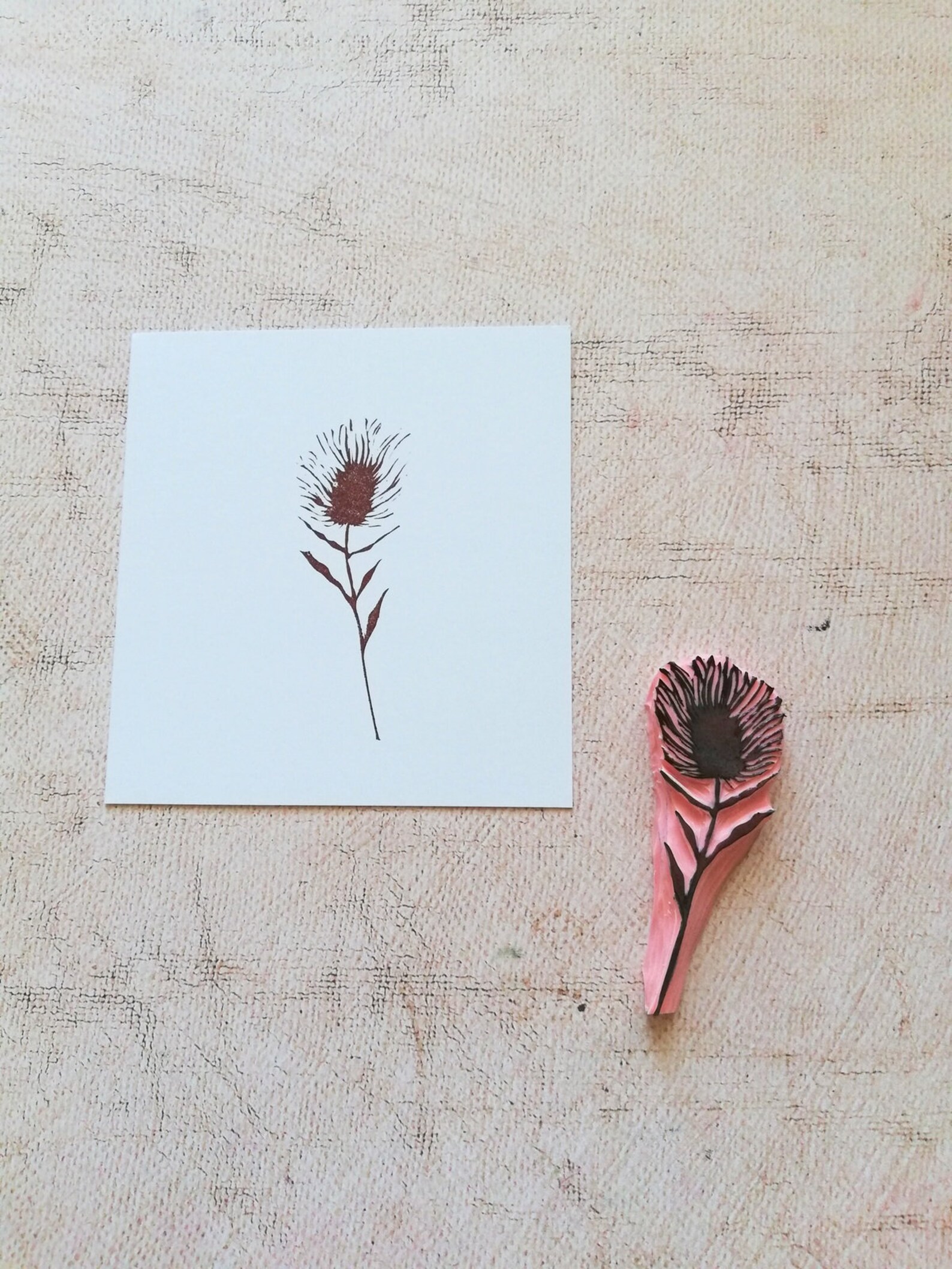 Thistle rubber stamp for daily planner wild flower cardmaking | Etsy