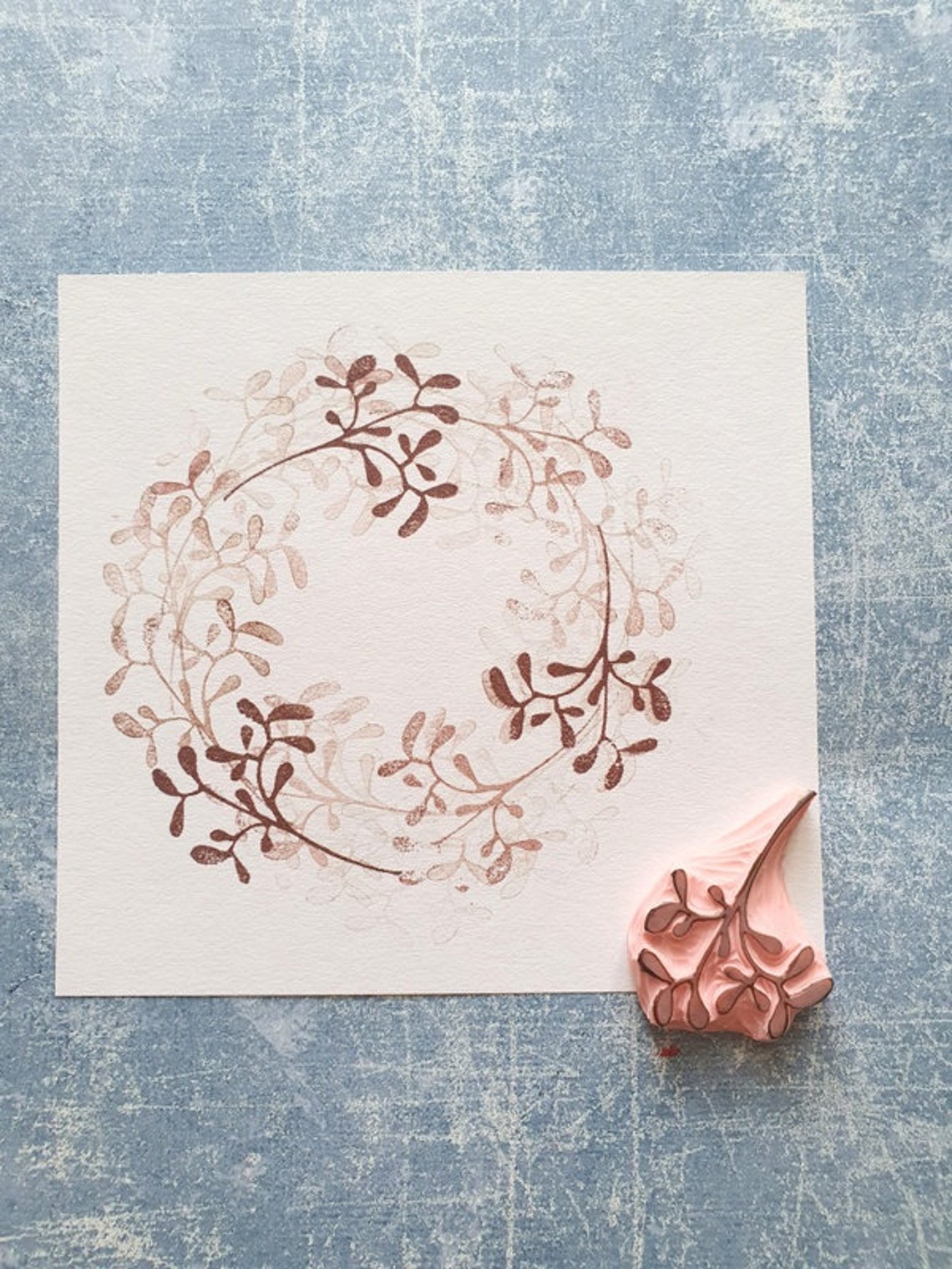 Mistletoe rubber stamp for Christmas greeting cards wild twig | Etsy
