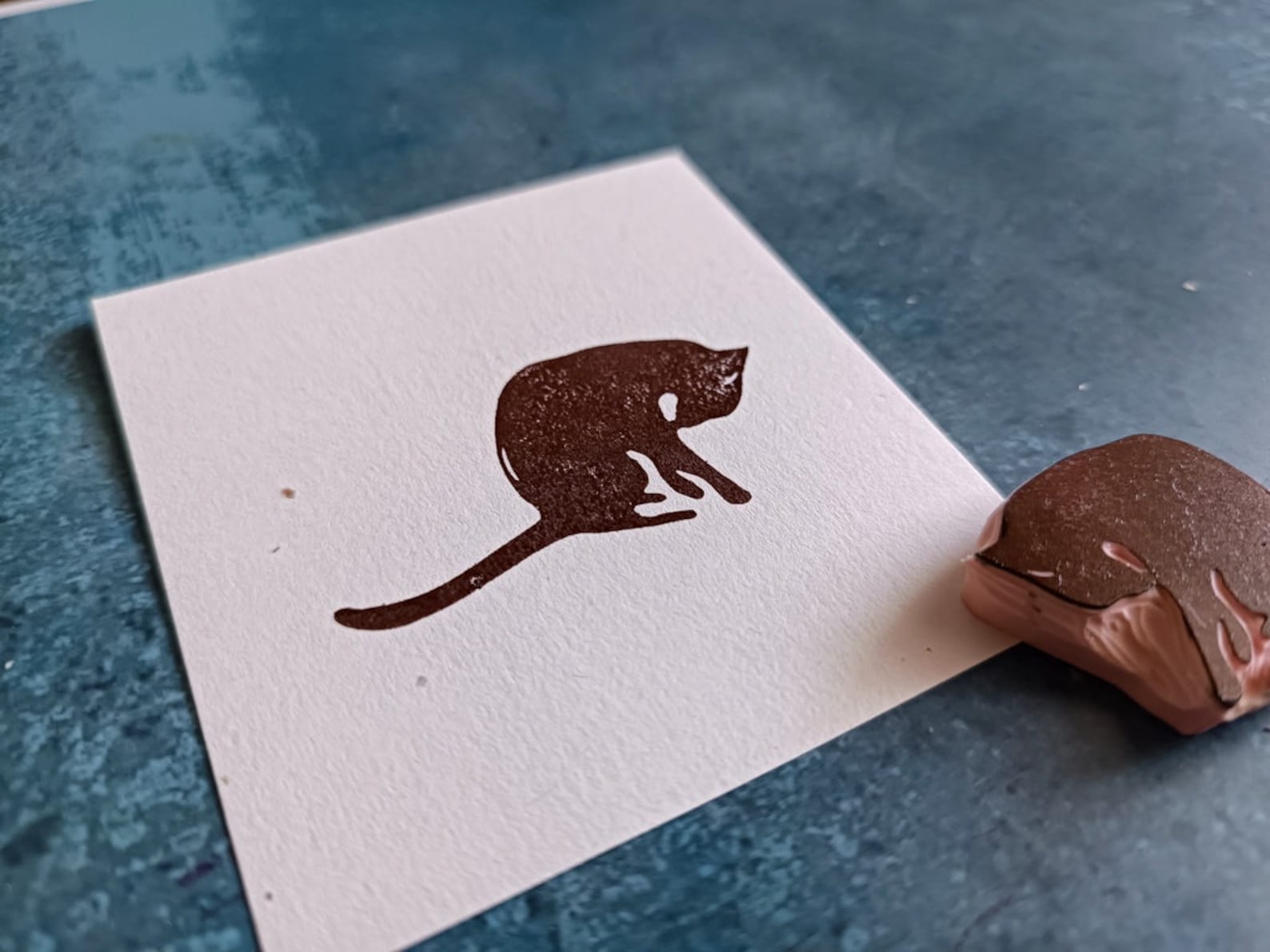 Cat Rubber Stamp for Journaling, Hand Carved Cat Stamp for Crafting ...