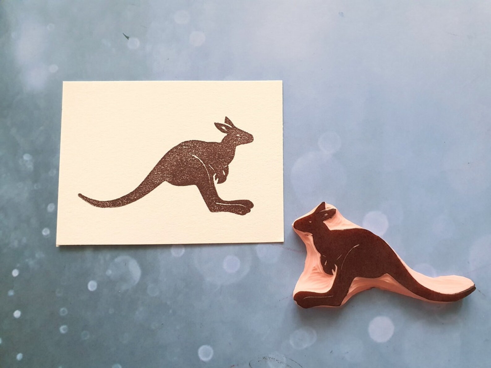 Kangaroo Rubber Stamp for Travelers Journal, Australian Animal Stamp ...