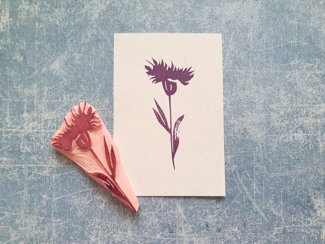 Blue Cornflower Rubber Stamp for Junk Journal, Vintage Flower Stamp for ...