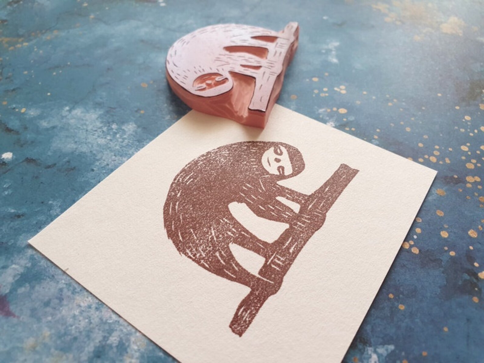 Sloth Rubber Stamp Sloth Print Wild Animal Stamp Travelers - Etsy