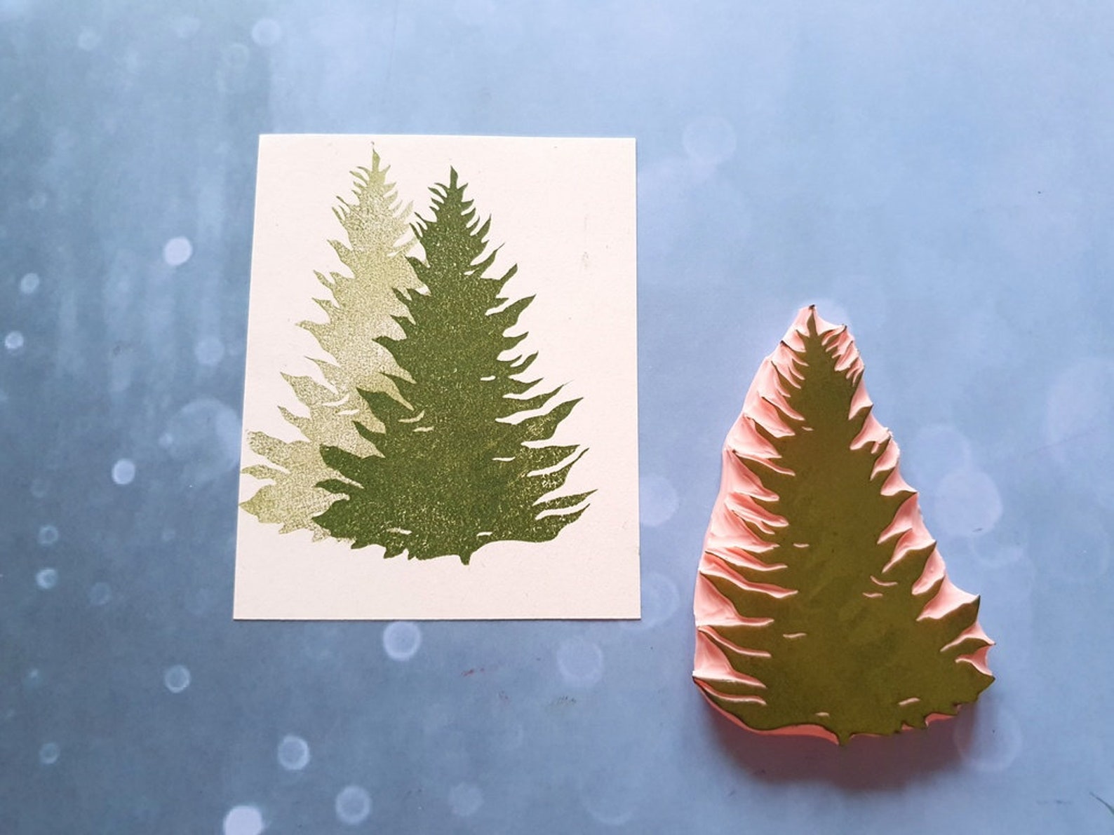 Tree Rubber Stamp for Stamping on Paper Christmas Tree Stamp - Etsy