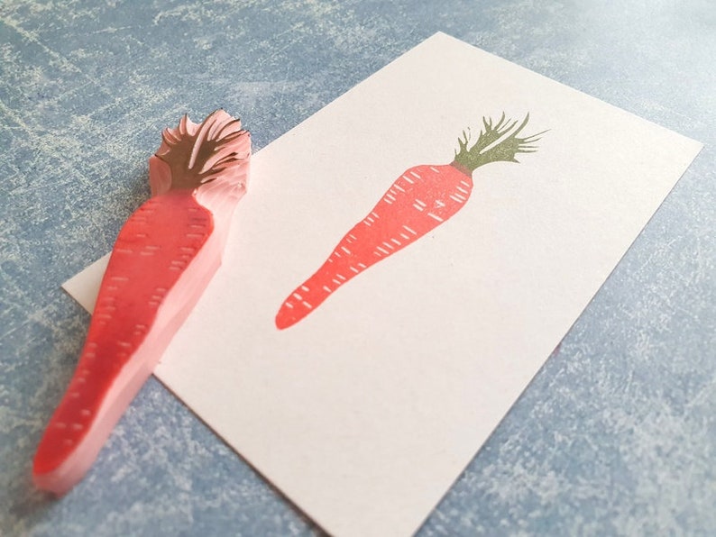 Carrot Rubber Stamp for Printing on Fabric Bags Garden - Etsy