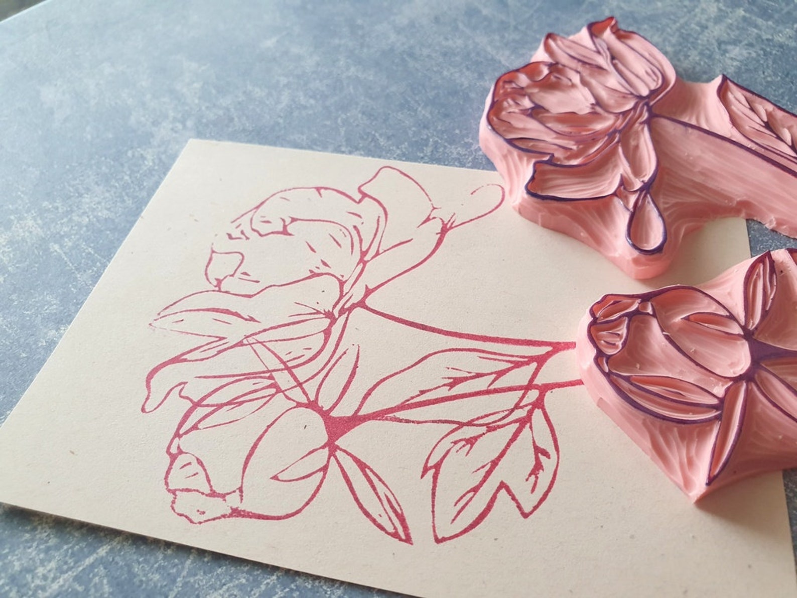 Peony Rubber Stamp Set Beautifull Flower Stamp for Wedding - Etsy