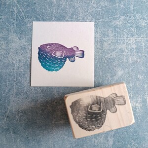 Pufferfish Rubber Stamp for Art Journaling, Fish Rubber Stamp for ...