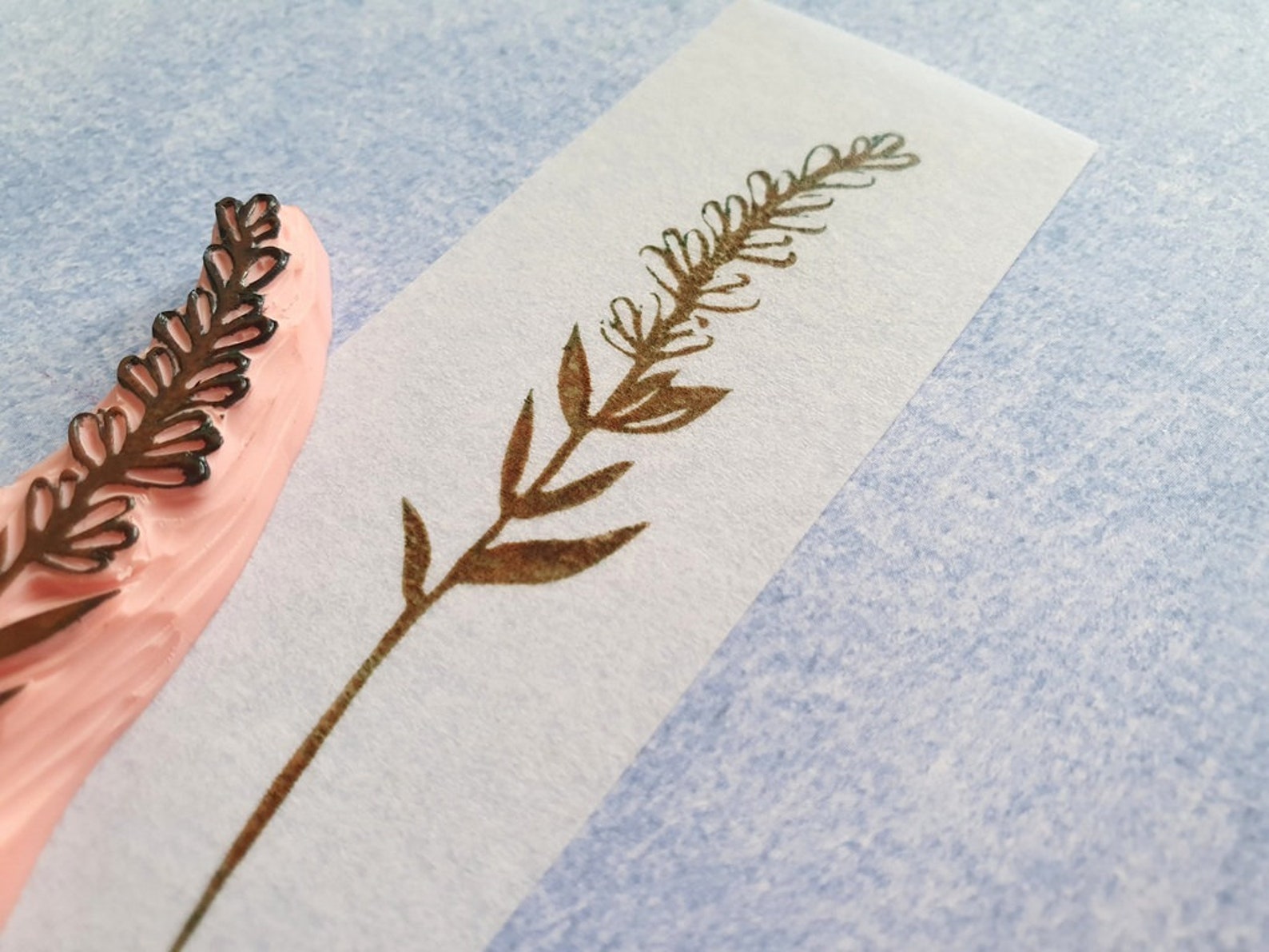 Lavender Rubber Stamp for Rustic Stationery, Fabric Pattern Print ...