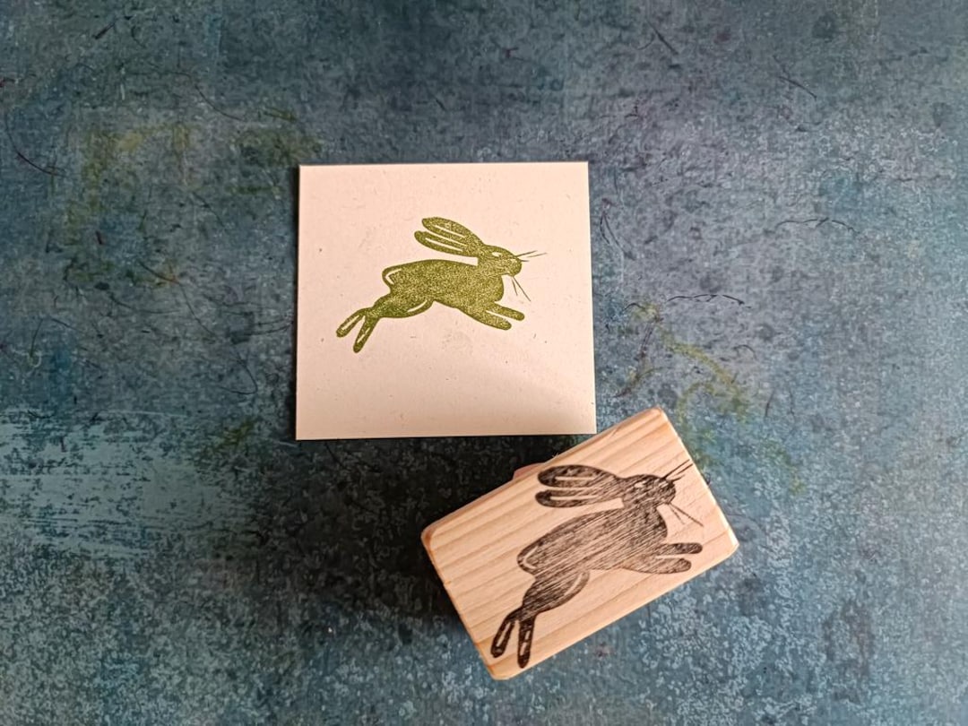 Rabbit Rubber Stamp, Hare Rubber Stamp, Animal Stamp, Easter Decor ...