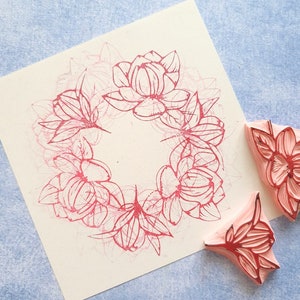 Magnolia Rubber Stamp Set Wedding Flower Stamp Gift for - Etsy