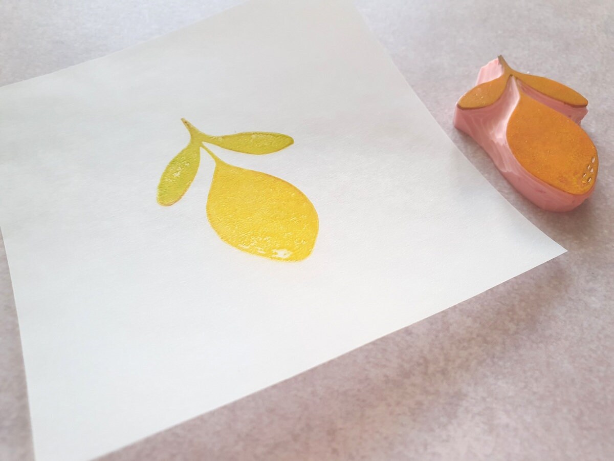 Lemon rubber stamp for bullet journal citrus stamp for fabric | Etsy