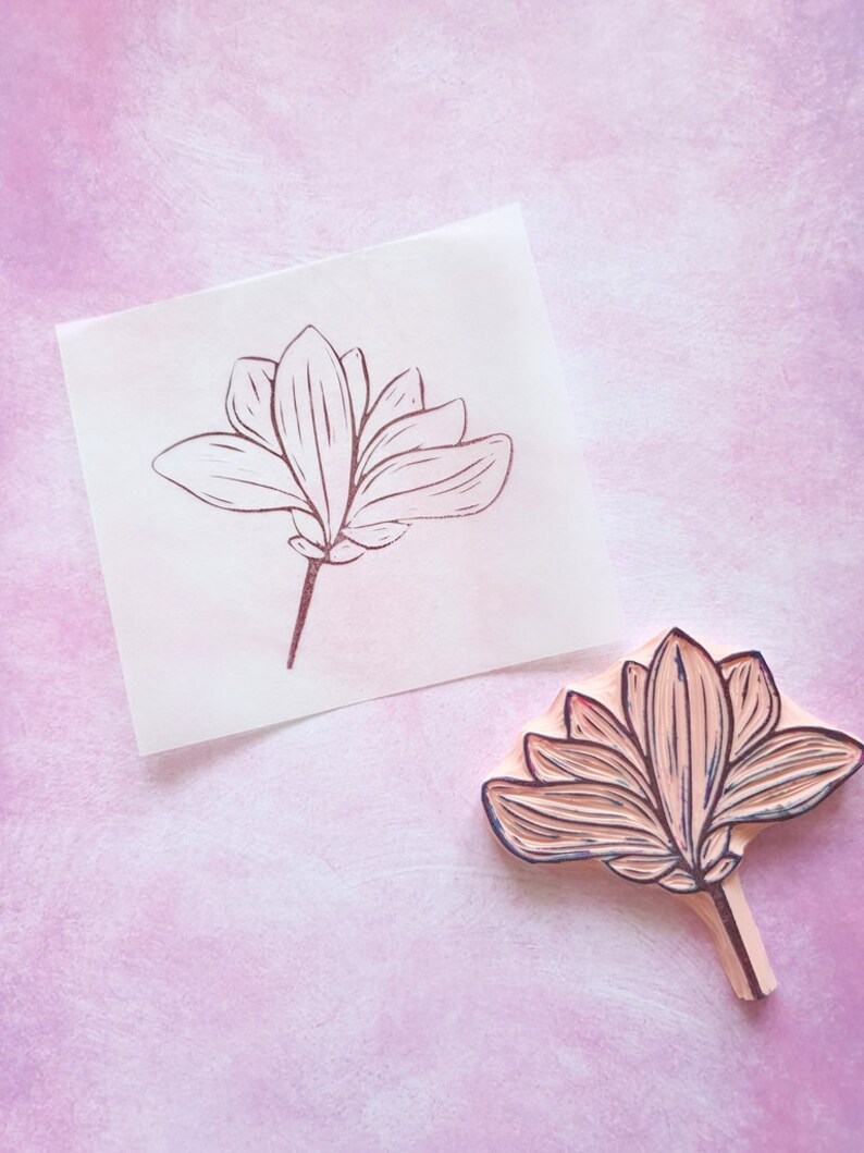 Magnolia rubber stamp for scrapbooking blossom flower stamp | Etsy