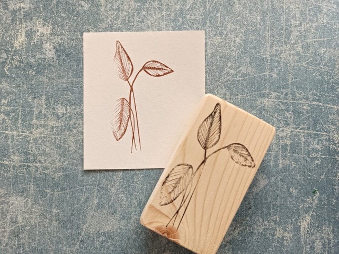 Leafs Rubber Stamp for Cardmaking, Twig Greenery Stamp, Rustic Branch ...