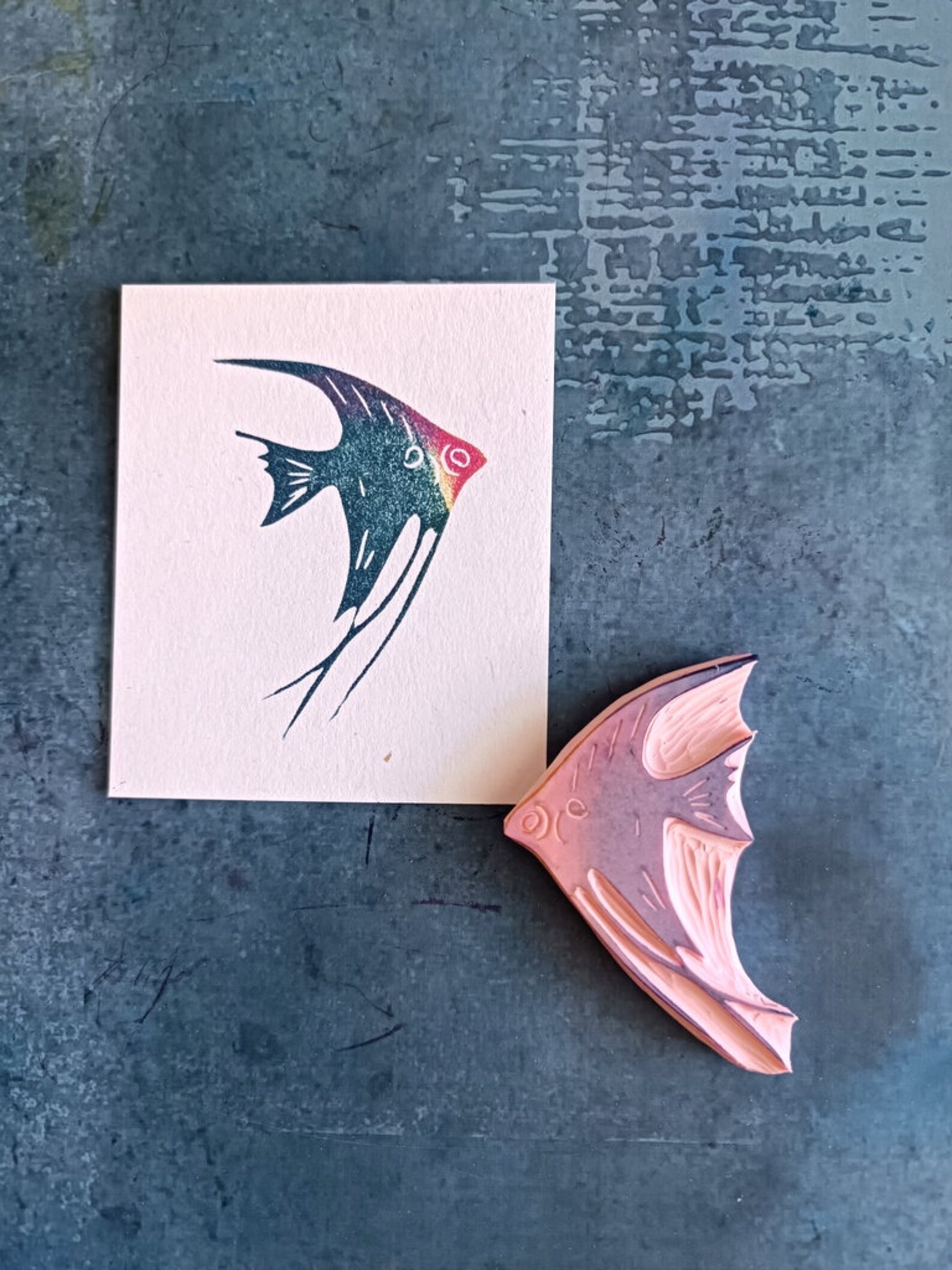 Fish Stamp for Fabric Pattern, Aquarium Rubber Stamp for Stationery ...