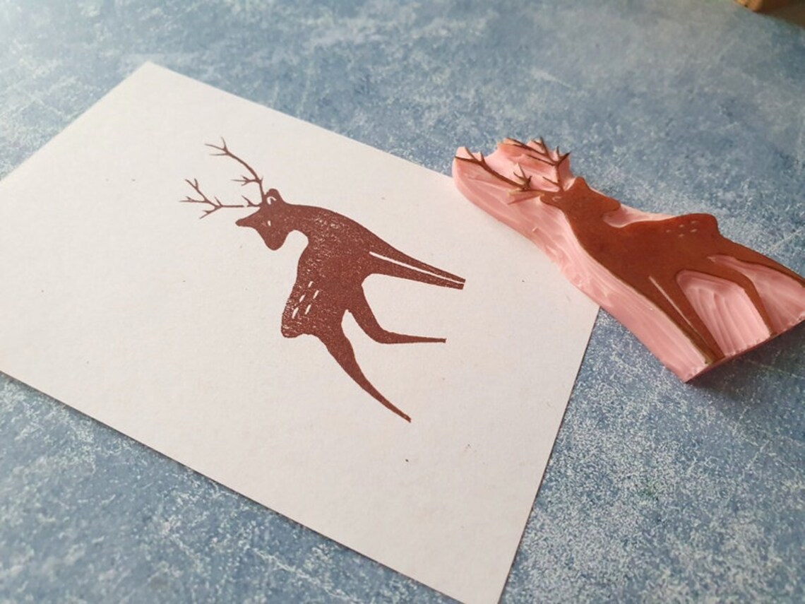 Deer Rubber Stamp for Winter Scrapbook Wild Animal Stamp for - Etsy