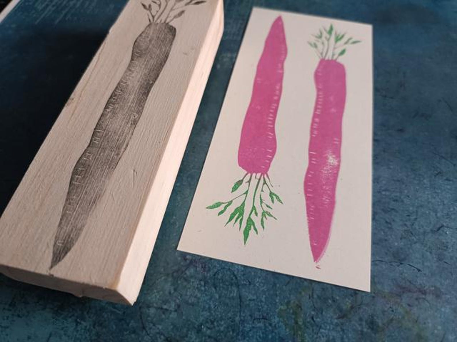 Carrot Rubber Stamp for Printing on Fabric Bags, Garden Vegetable Stamp ...