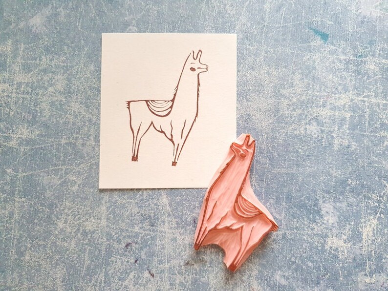 Lama Rubber Stamp, Alpaca Animal Stationery, Farm Animal Stamp, Nature ...