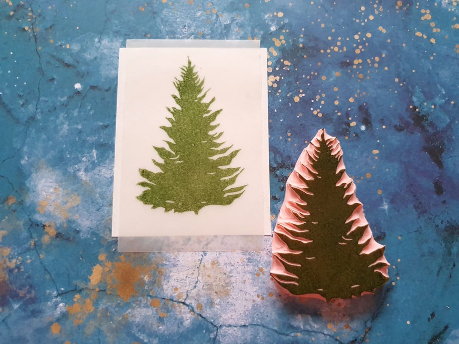 Tree Rubber Stamp for Stamping on Paper Christmas Tree Stamp - Etsy