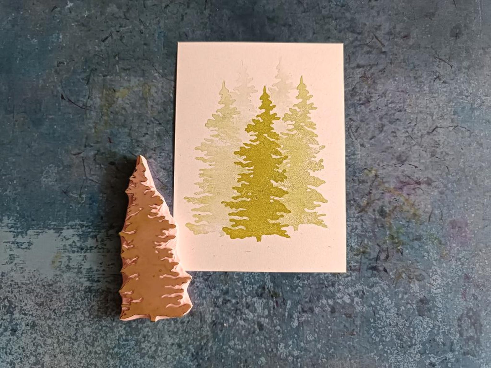 Christmas Tree Rubber Stamp for Holiday Crafts, Rustic Evergreen Tree ...