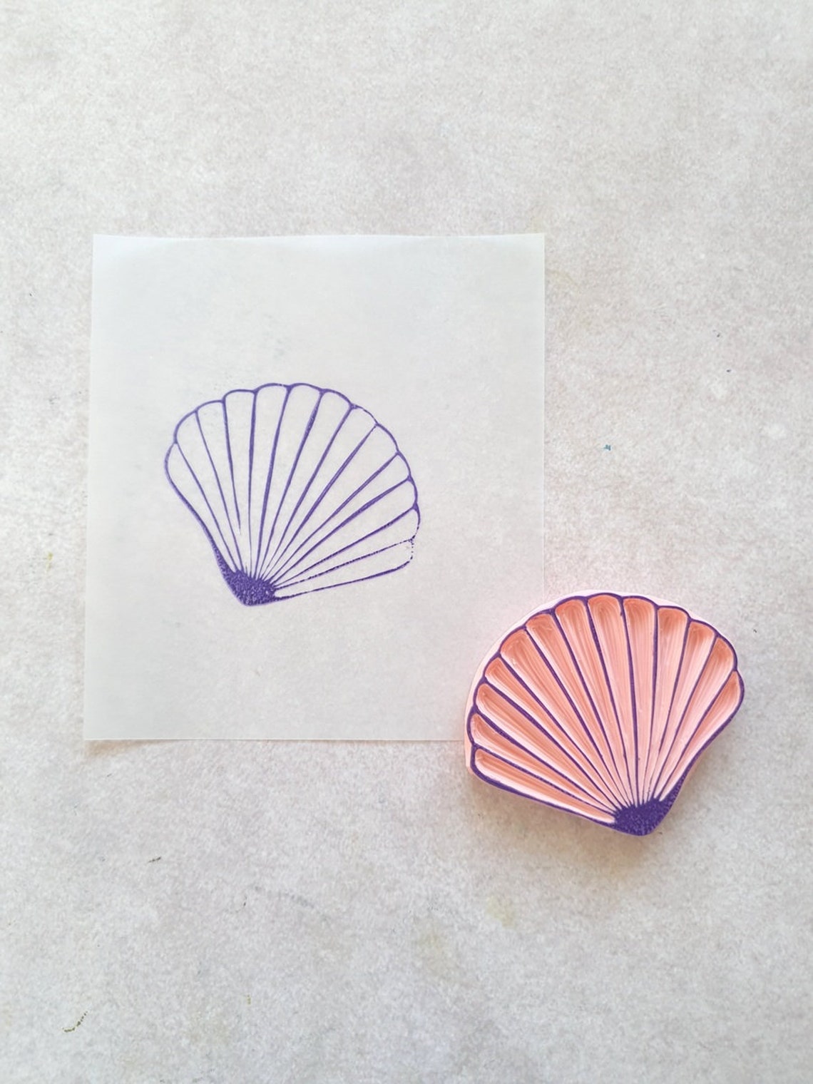 Seashell rubber stamp for scrapbooking hand carved bullet | Etsy