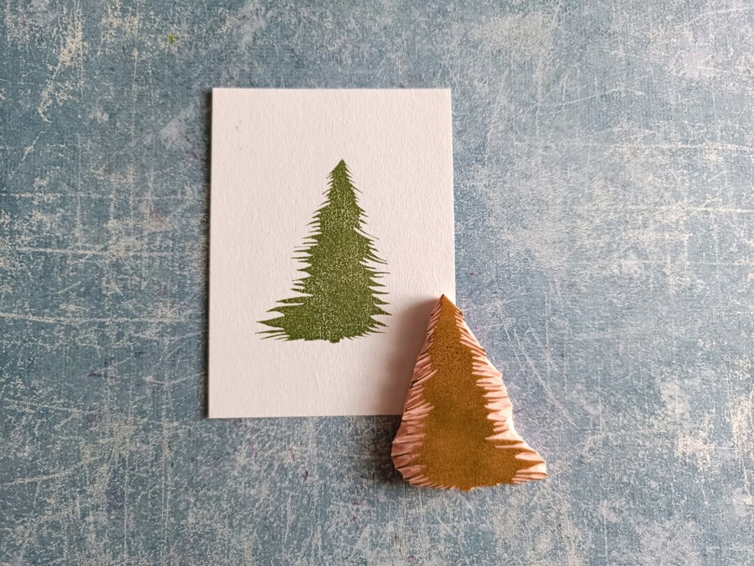 Tree Rubber Stamp for Stamping on Paper, Christmas Tree Stamp for ...