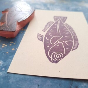 Fish Rubber Stamp for Cardmakers, Father's Day Stationery, Ocean Life ...