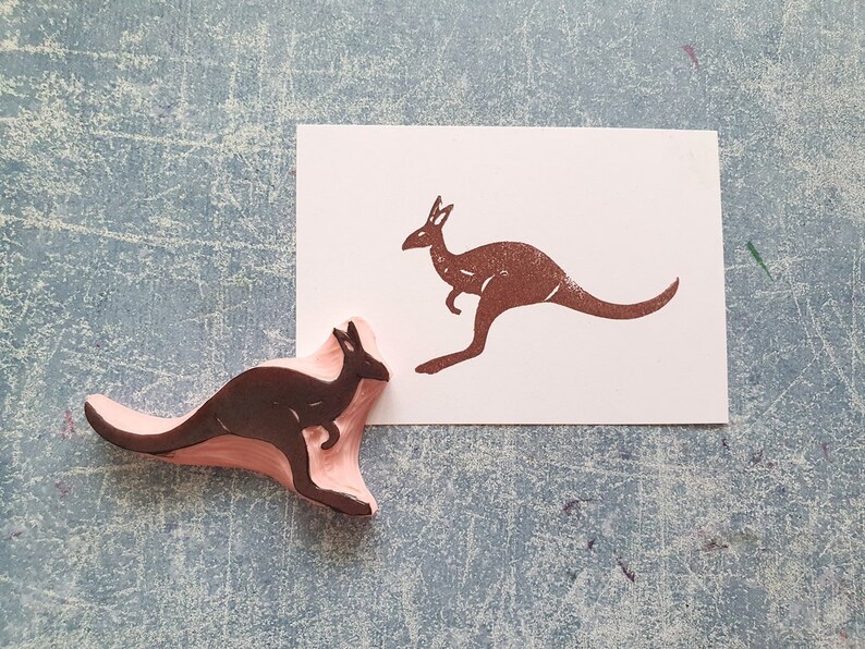 Kangaroo Rubber Stamp for Snail Mail Lovers, Jumping Kangaroo Stamp for ...