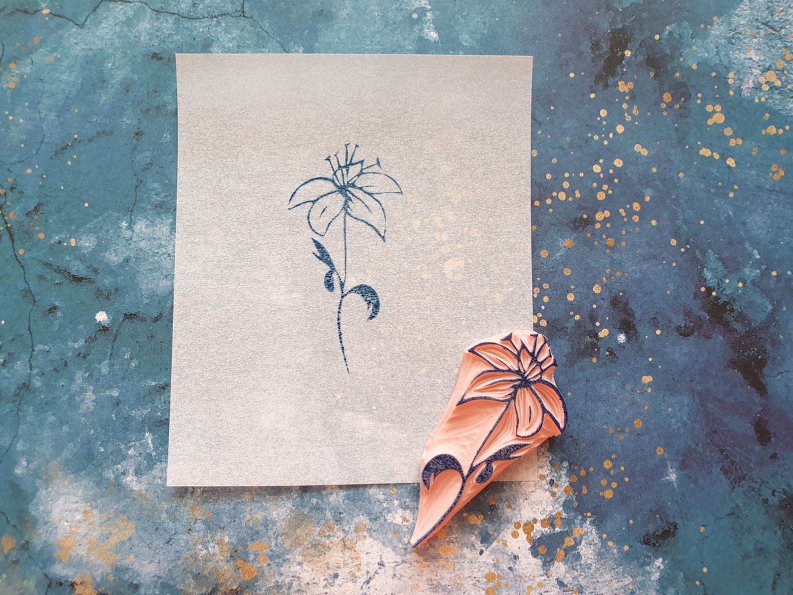 Lily Rubber Stamp for Greeting Card, Garden Lily Stamp for Cardmaking ...