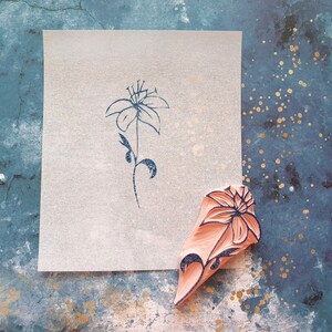 Lily Rubber Stamp for Greeting Card, Garden Lily Stamp for Cardmaking ...