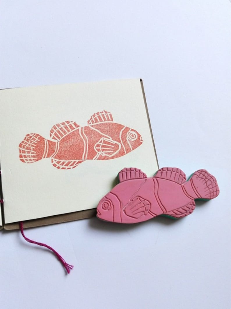 Fish Rubber Stamp Journaling Animal Stamp Sea Life | Etsy